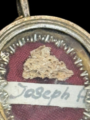 Brass theca reliquary w relic of St. Joseph of Arimathea + C. O. A.