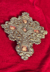 Metal cross-reliquary with Relics of St Luke, St Basil, St Gregory ...