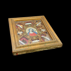 Wooden reliquary-frame with the relics of Saints + Certificate of ...